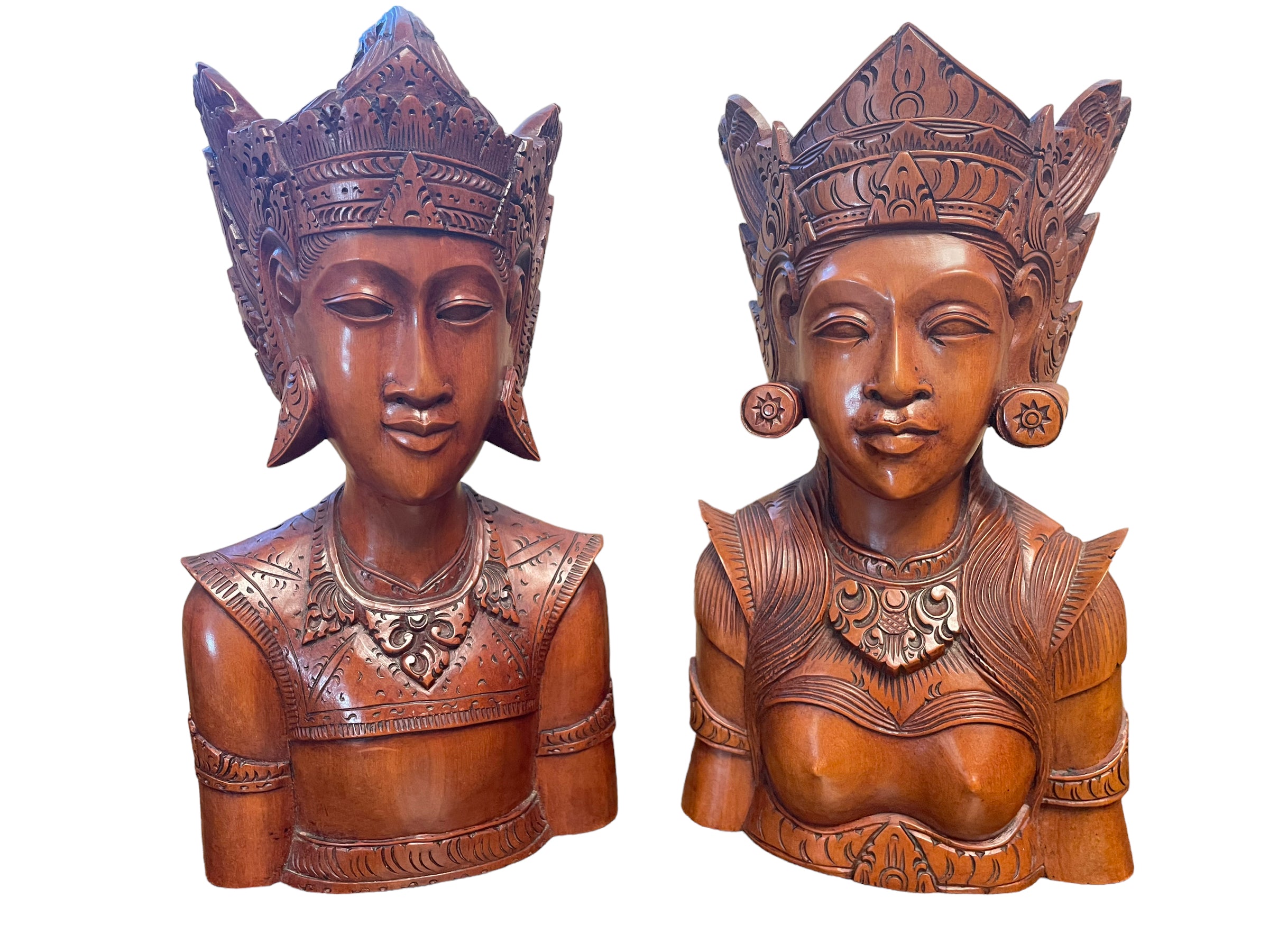 Pair Of Balinese Hard Wood Carved Sculptures – Post Furnishings