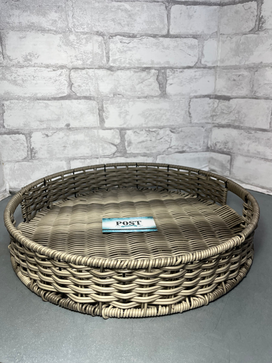 Round Rattan Gray Tray – Post Furnishings